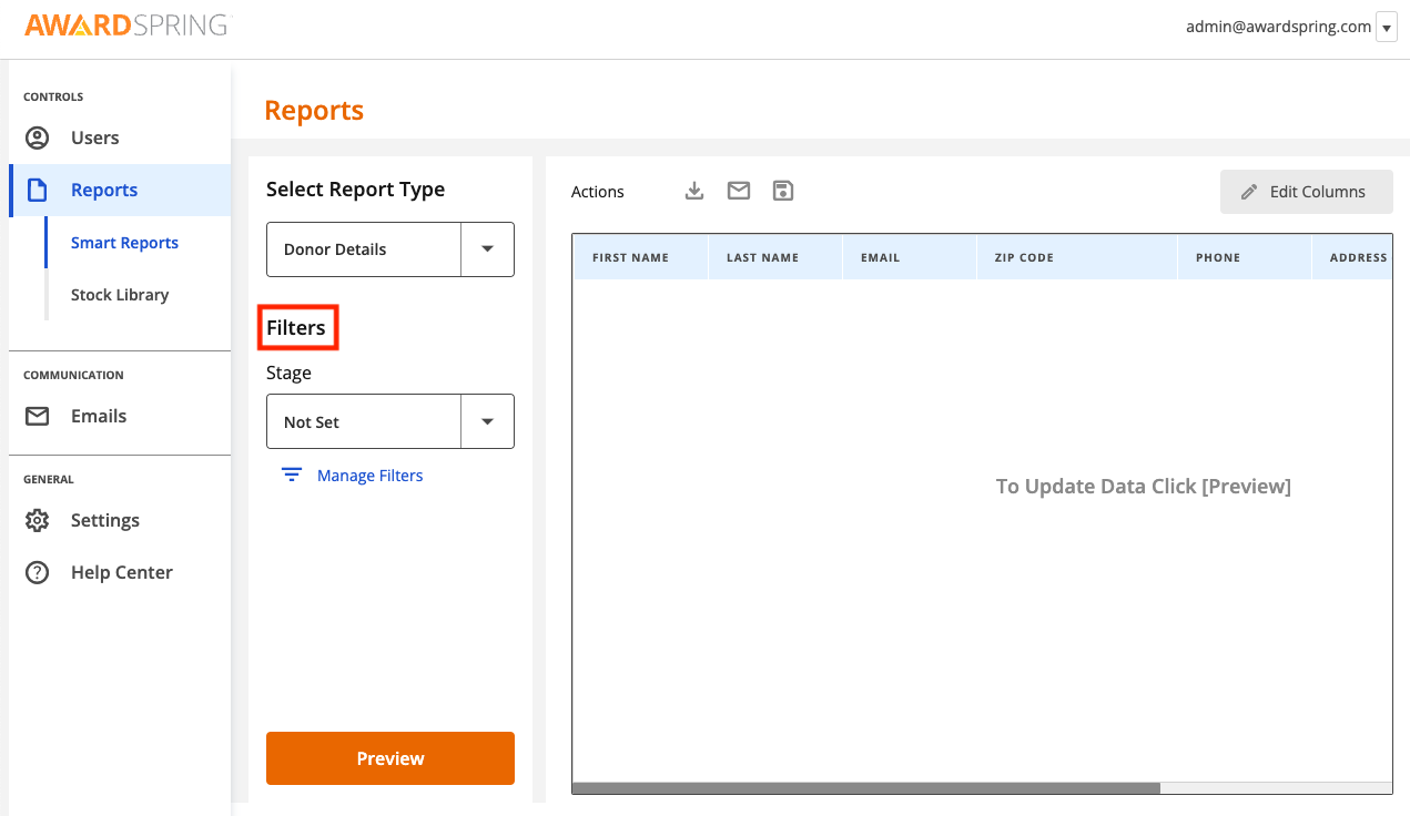 Customizing Smart Reports – AwardSpring Help Center